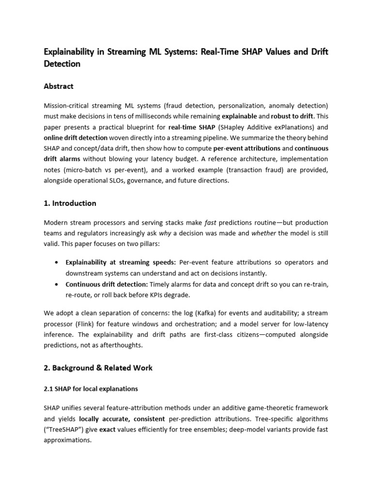 Explainability in Streaming ML Systems Real-Time SHAP Values | PDF ...