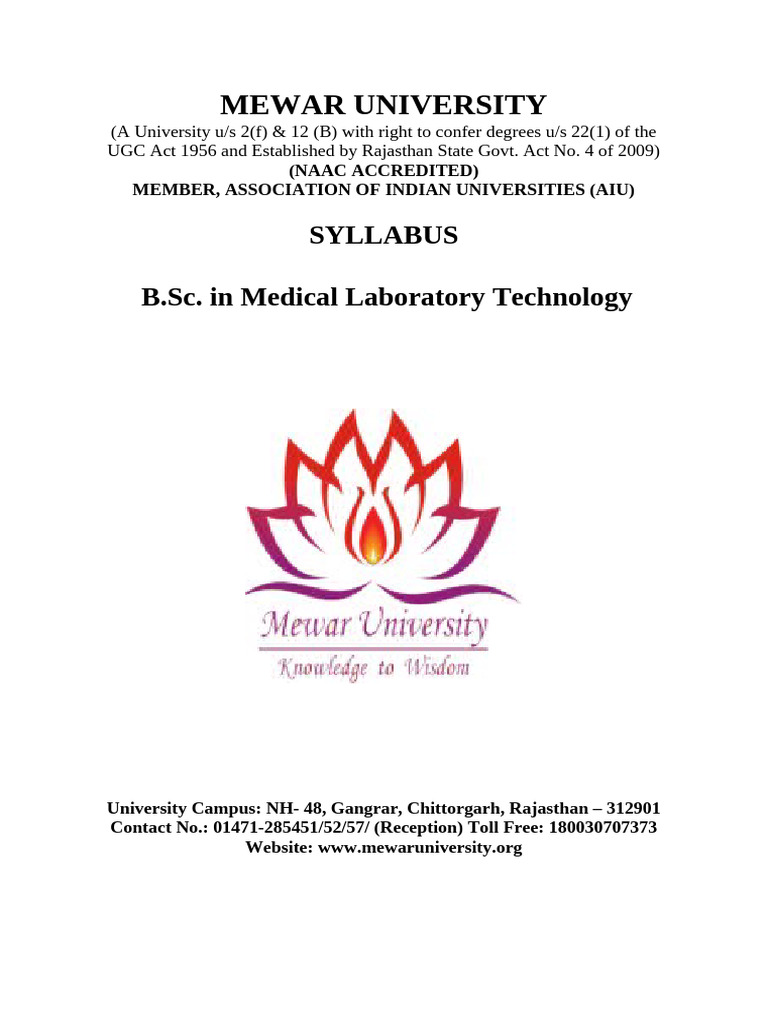 BMLT 1 Year Syllabus (Yearly Scheme) 2023 | PDF | Vein | Ph