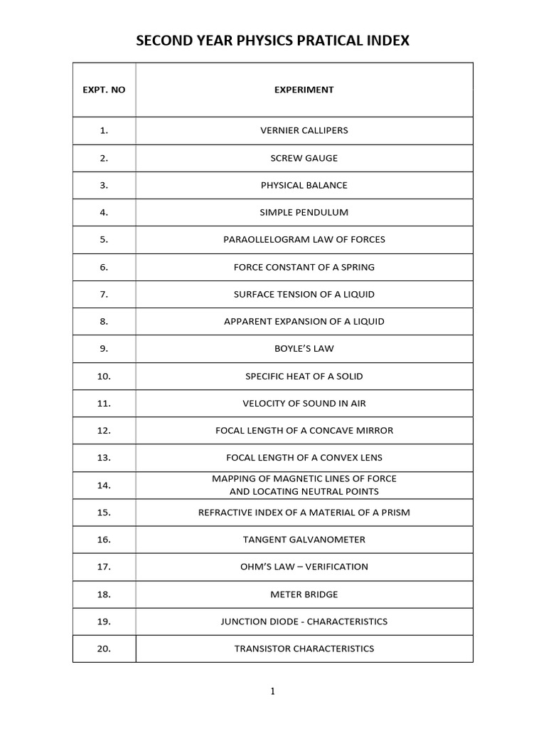 Second Year Physics Record Book | PDF