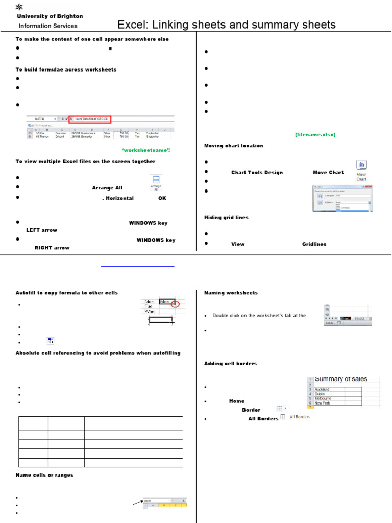 Excel - Linking Sheets and Summary Sheets QRC | PDF | Microsoft Excel | Spreadsheet