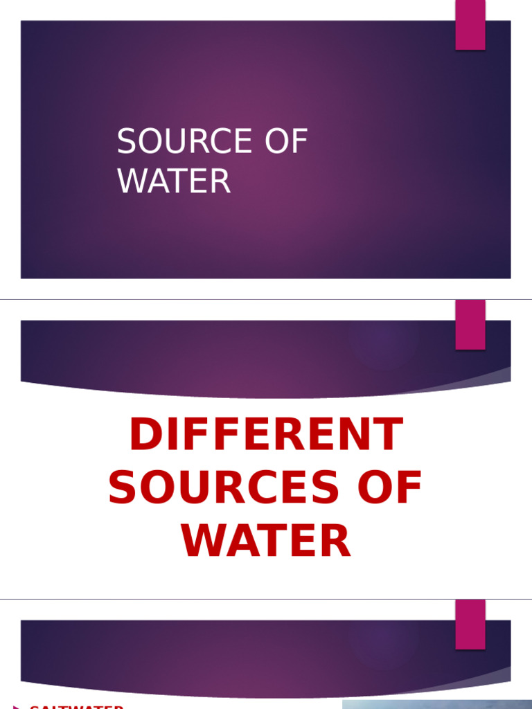 Different Sources of Water Ppt2 | PDF | Water | Fresh Water