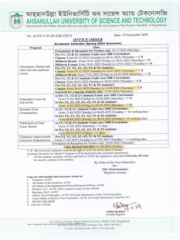Academic Calendar(Spring 2024) 19.11.24 | PDF