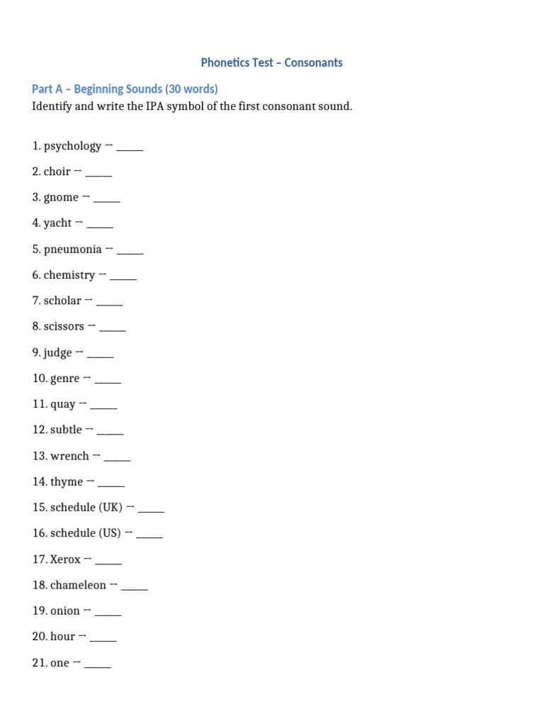 Printable Consonant Sound Chart | PDF
