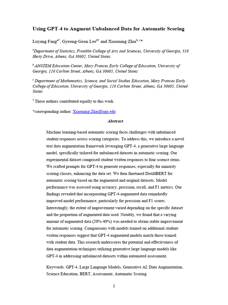 GPT-4 for Data Augmentation in Scoring | PDF | Accuracy And Precision ...