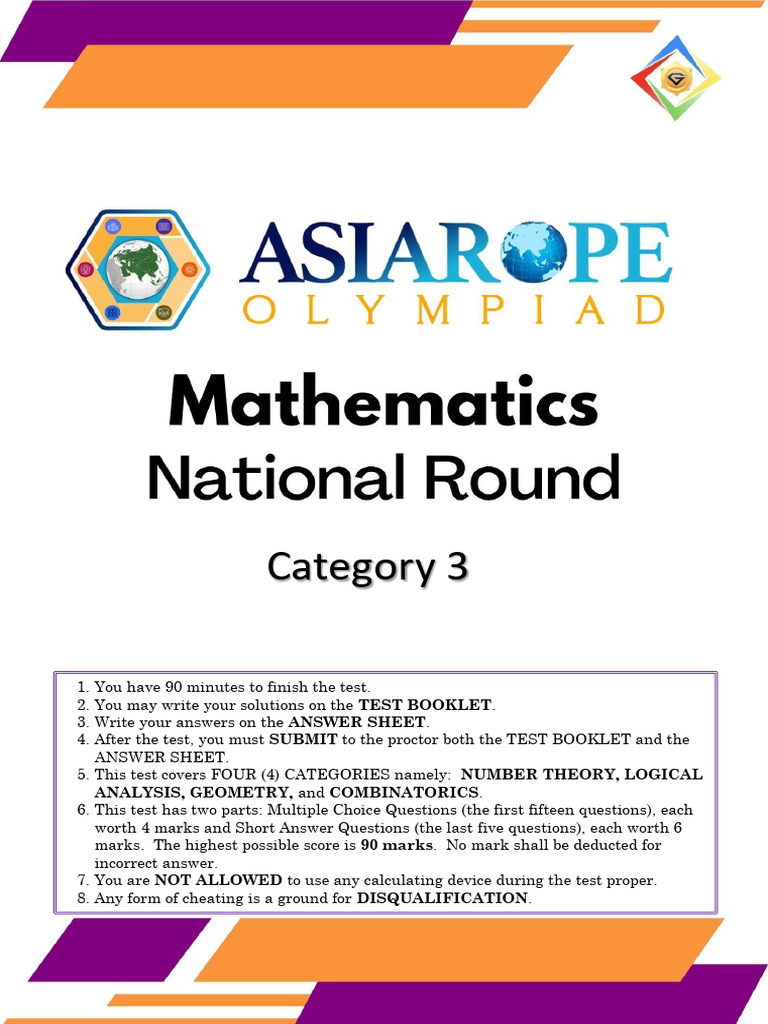 Math Category 3 Nr Test (1) | PDF | Triangle | Rectangle