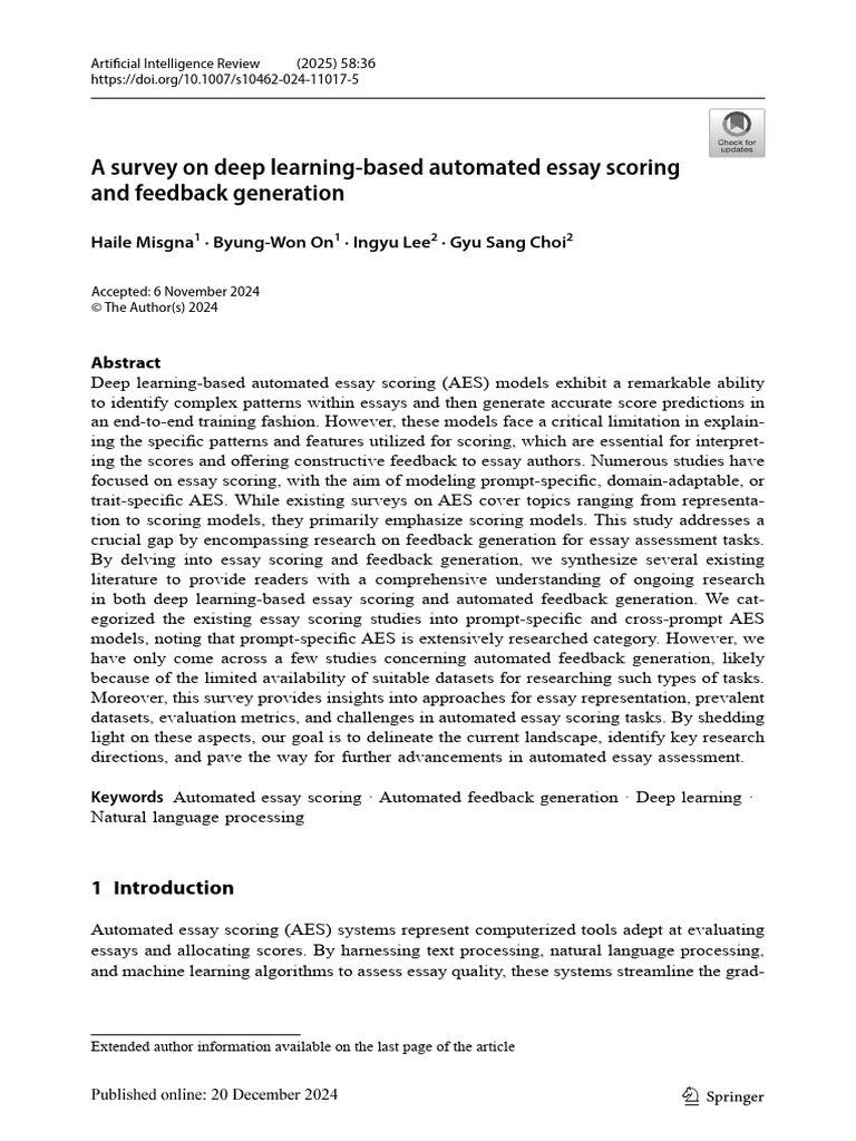 Deep Learning for Essay Scoring & Feedback | PDF | Deep Learning ...