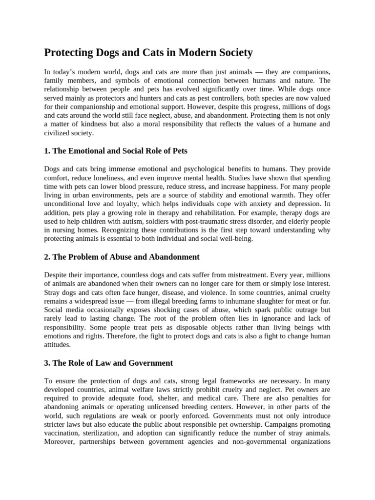 Protecting Dogs and Cats in Modern Society | PDF | Pet | Dogs
