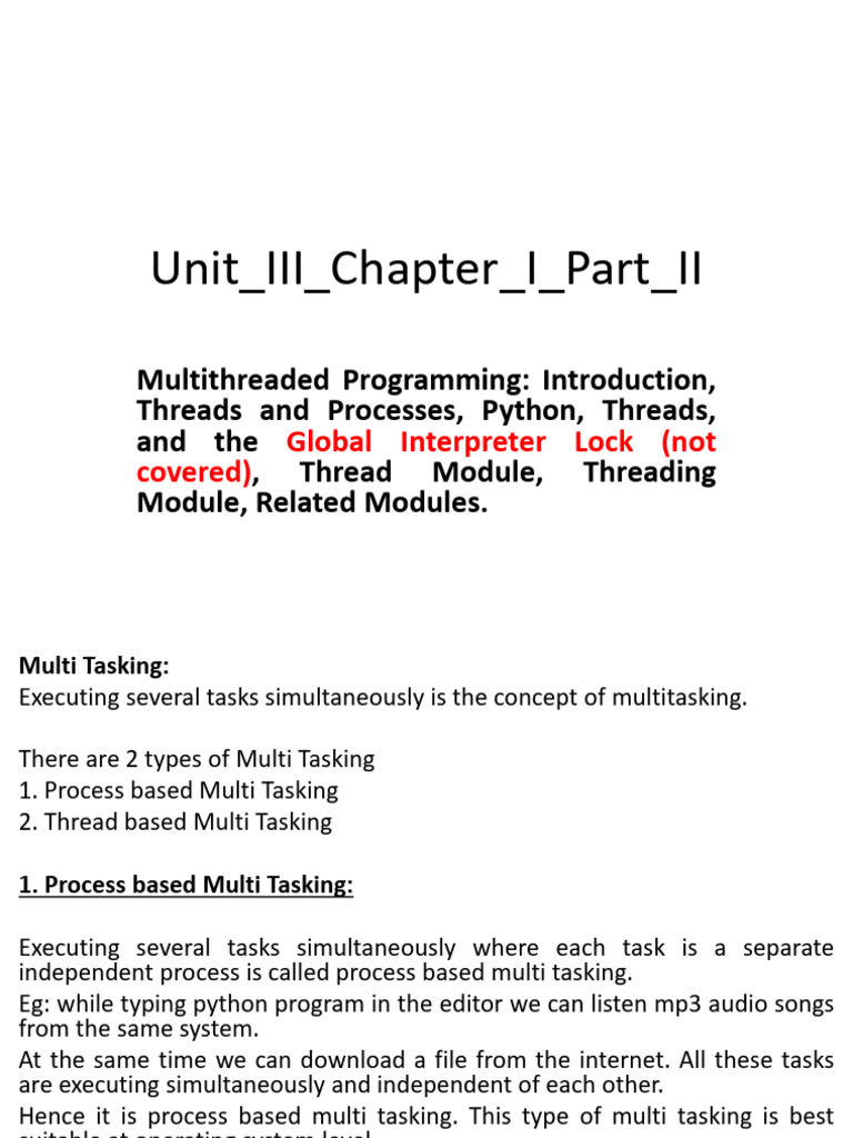 Unit III Chapter I Part II | PDF | Method (Computer Programming) | Thread (Computing)