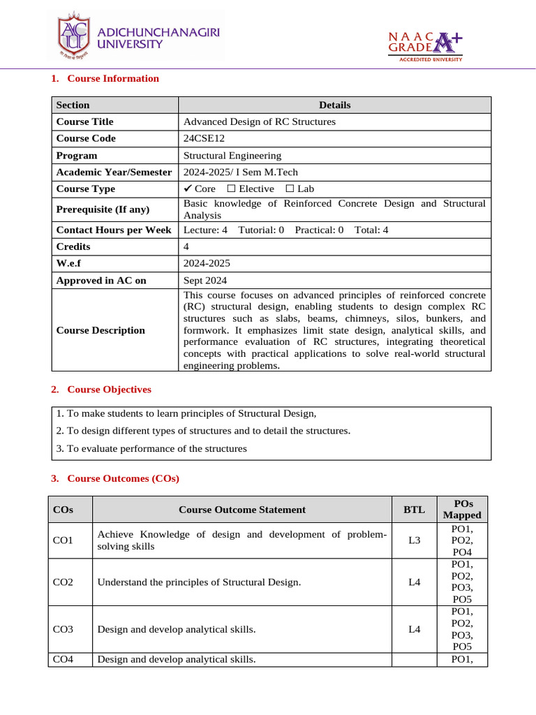 24cse12-Obe Syllabus Format | PDF | Building Materials | Civil Engineering