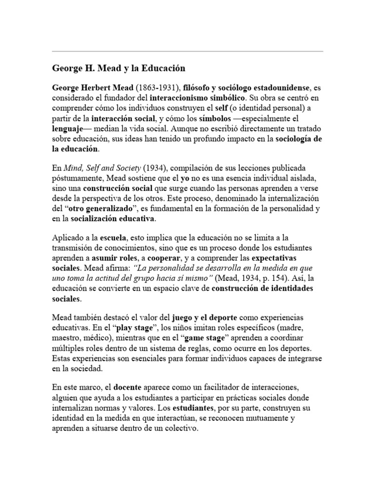 2 George Mead | PDF | Ciencias del comportamiento | Conceptos psicologicos