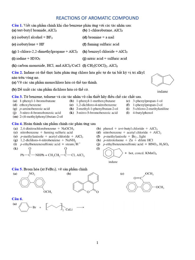 Reactions of Aromatic Compound (W) | PDF
