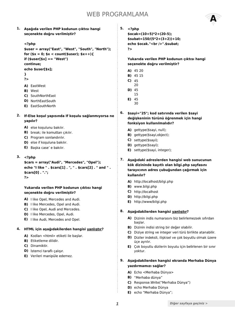 Vize Web Programlama 2023 Guz | PDF