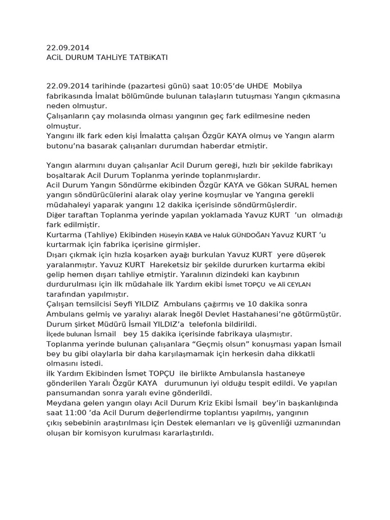 Tatbikat Senaryo | PDF