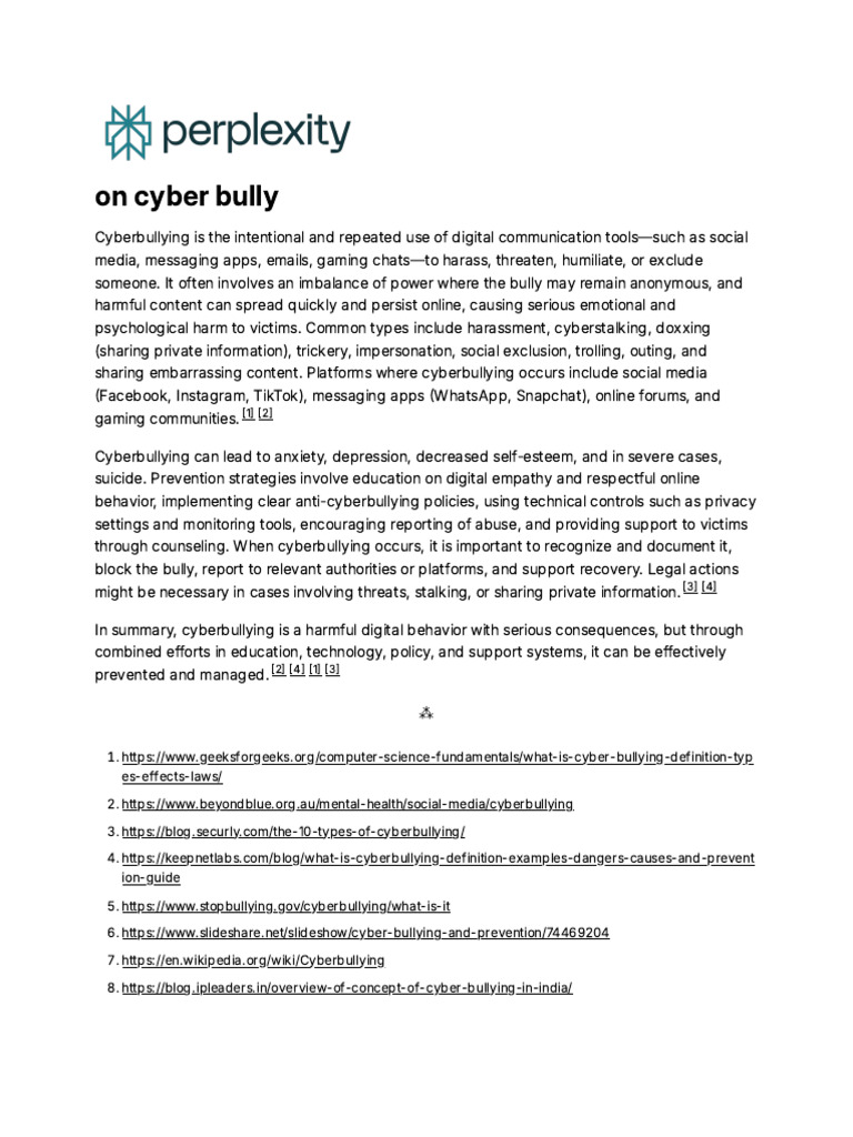 Understanding Cyberbullying: Types & Prevention | PDF