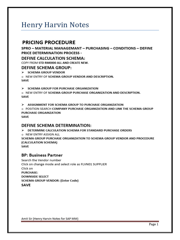 Pricing Procedure | PDF