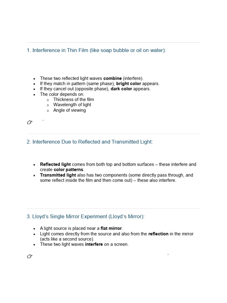Interference in Thin Film | PDF