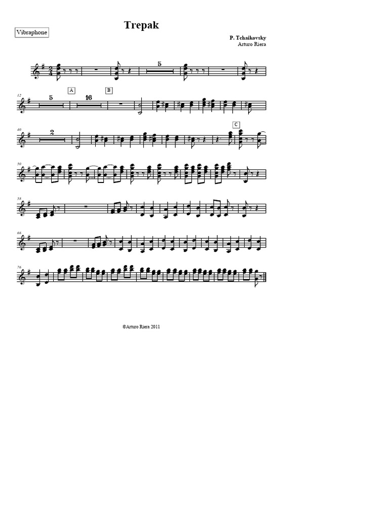 Trepak de Tchaikovsky pour vibraphone | PDF