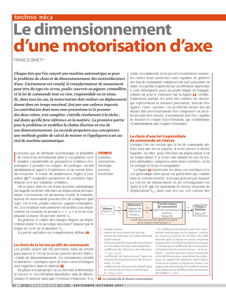 Dimensionnement de courroies dentées | PDF | Accélération | Vitesse