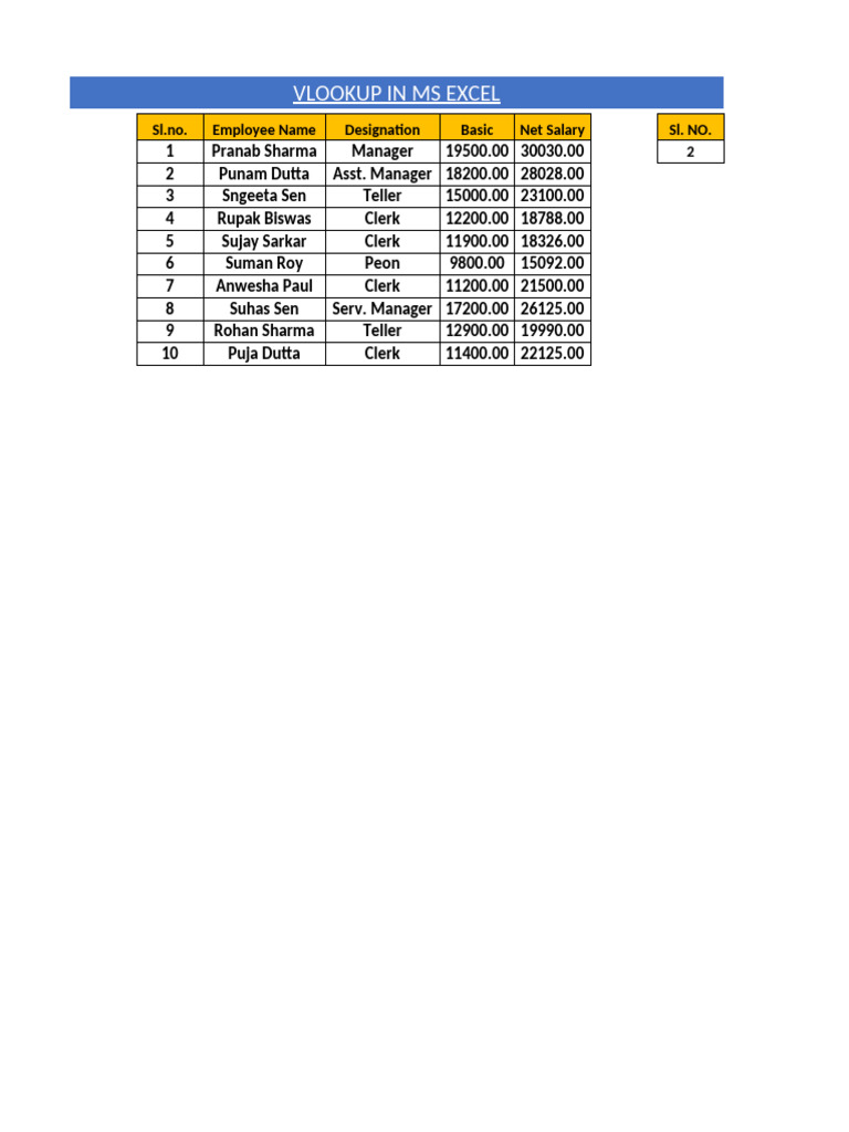 VLOOKUP Guide for Employee Salaries | PDF