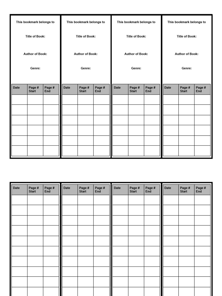 Custom Bookmark Template for Books | PDF