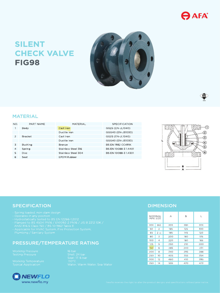 03 AFA FIG98 Silent Check Valve | PDF