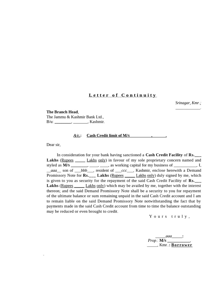 2leter of Continuity Indi or Prop | PDF