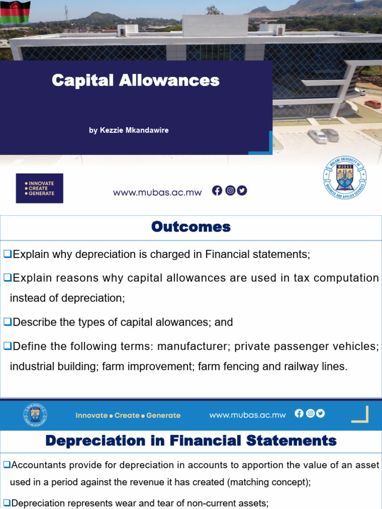 Lesson 10 - Capital Allowances | PDF | Depreciation | Expense
