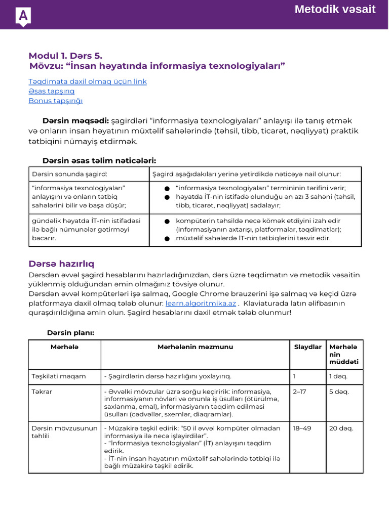 К2 М1D5 (5) - İnsan Həyatında Informasiya Texnologiyaları | PDF