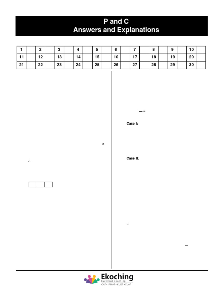 Permutation and Combination - Answer Key | PDF | Mathematics