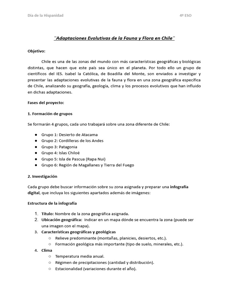 Proyecto Día de La Hispanidad - Chile | PDF | Chile | Evolución