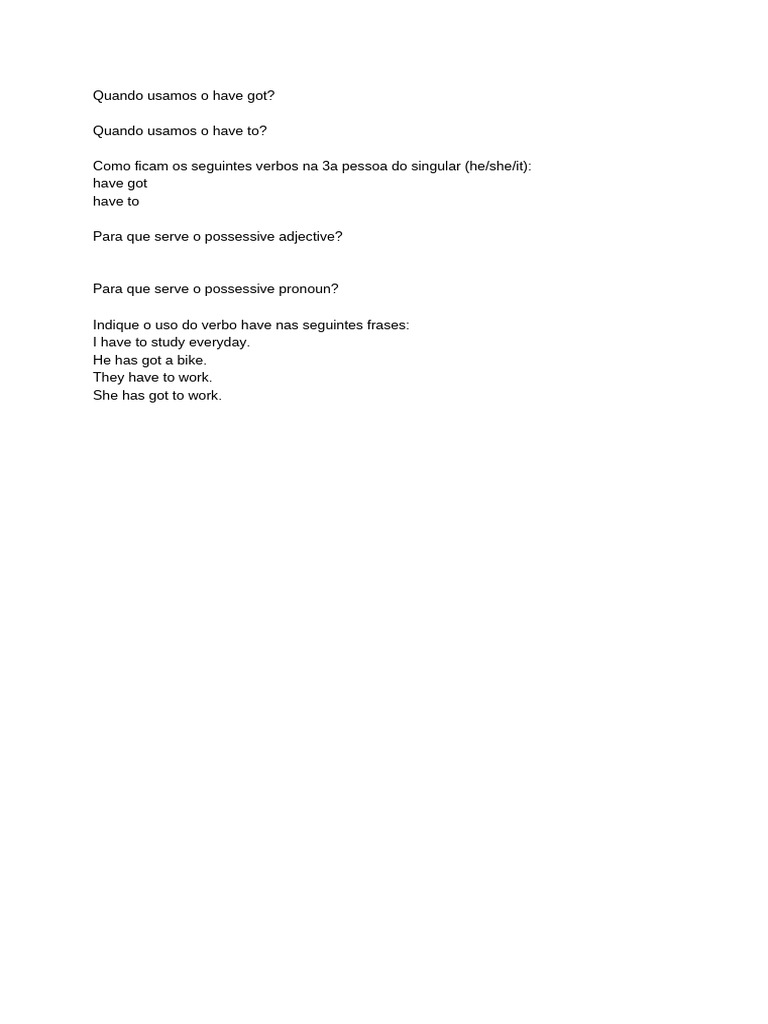 Exerci Cio Shave Possessive | PDF