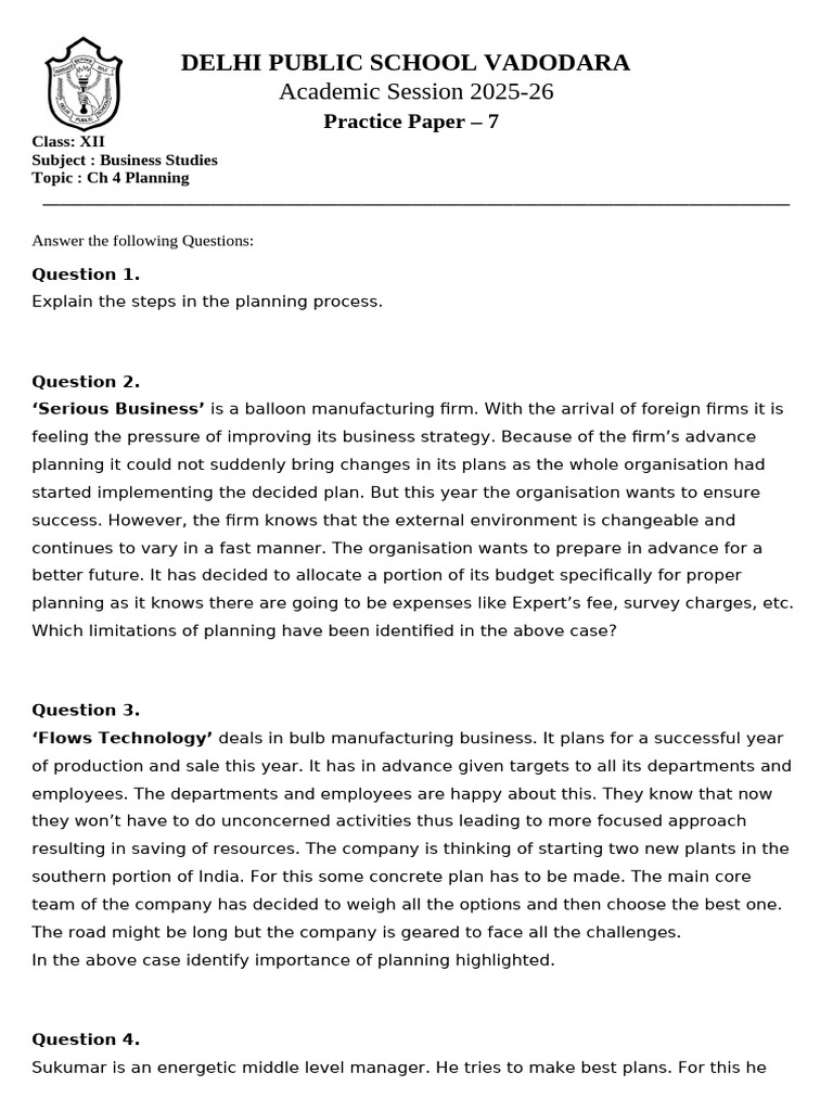 PP7 CH 4 Planning | PDF | Business