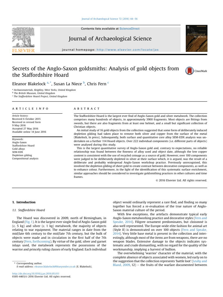 Anglo-Saxon Goldsmithing Insights | PDF | Corrosion | Gold