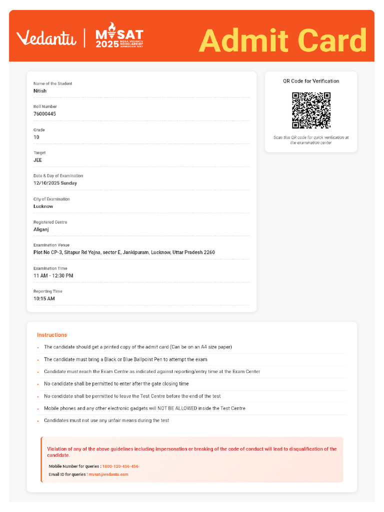 Admit Card | PDF
