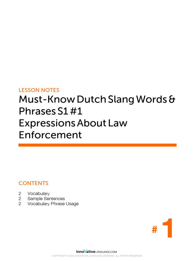 Learn Dutch Mustknow Dutch Slang Words Phrases | PDF