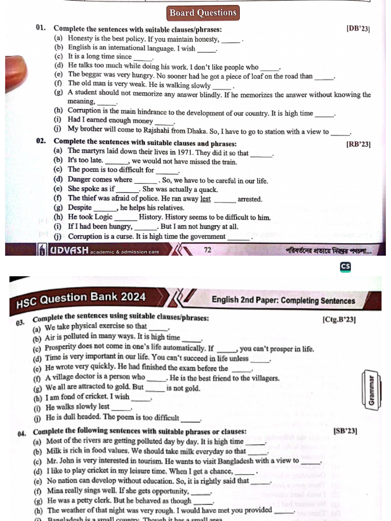 Completing Sentences | PDF