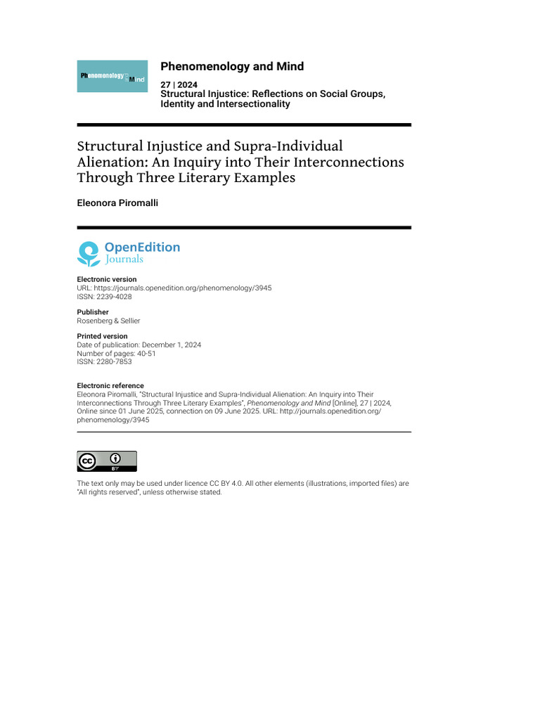 Structural Injustice and Alienation Analysis | PDF | Social Alienation ...
