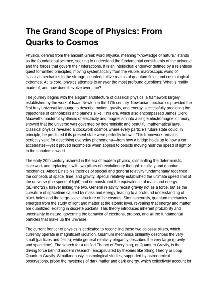 The Grand Scope of Physics - From Quarks To Cosmos | PDF | Physics ...
