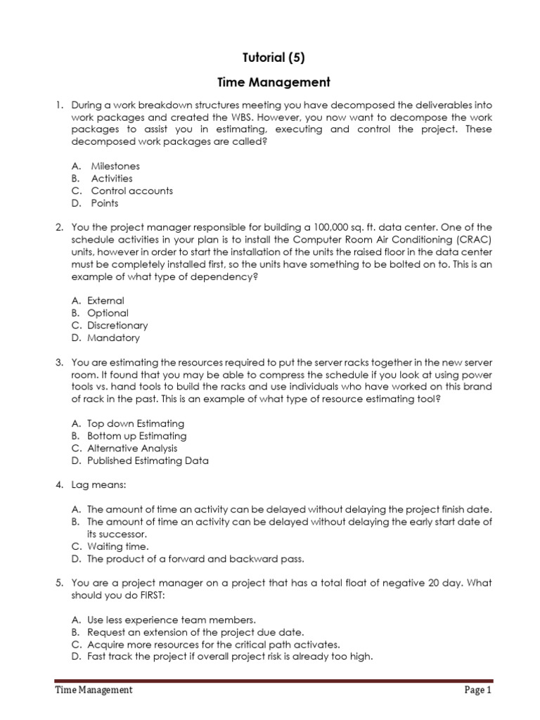 5 - Time Management - Questions | PDF