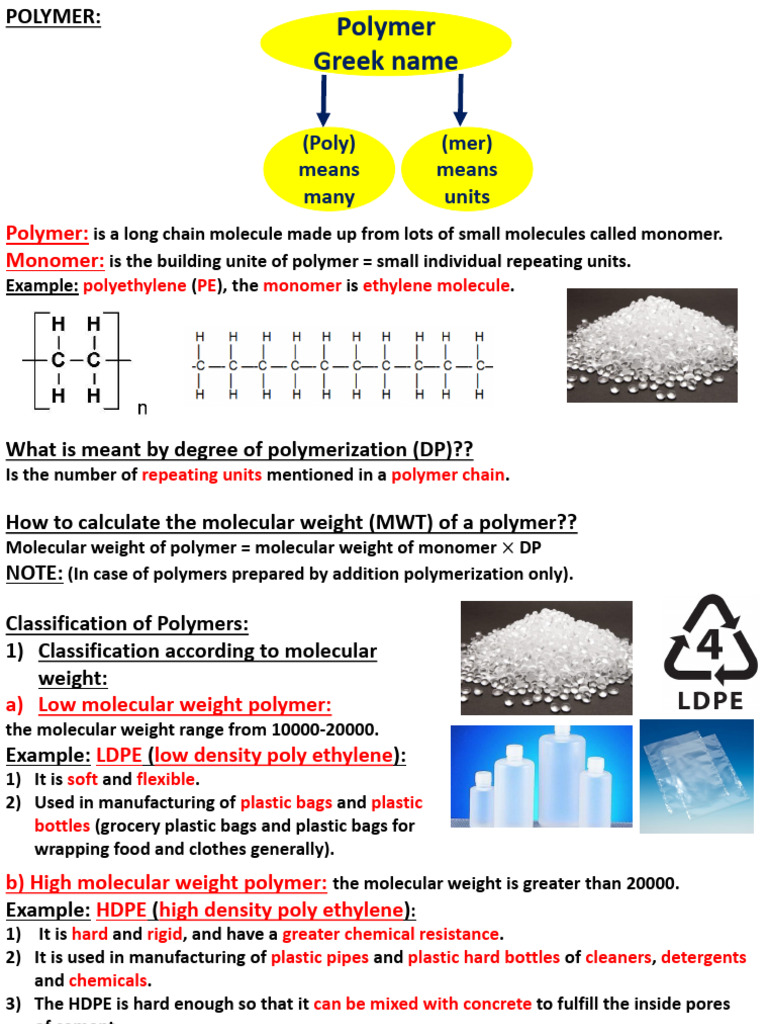 Fifth Lecture-POLYMER Edited 7-7-2025 | PDF | Polymers | Polyethylene