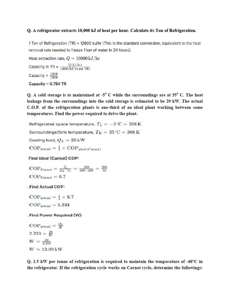 Calculate Ton of Refrigeration | PDF