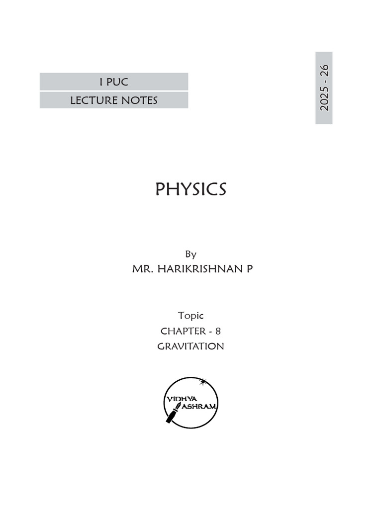 I Puc - Physics - Chapter 8 - Gravitation - Notes - H.k.sir | PDF ...