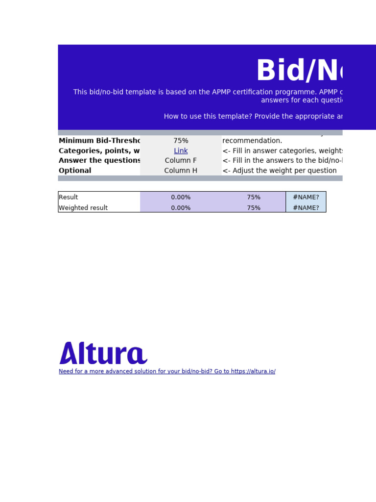 APMP Bid/No-Bid Evaluation Template | PDF