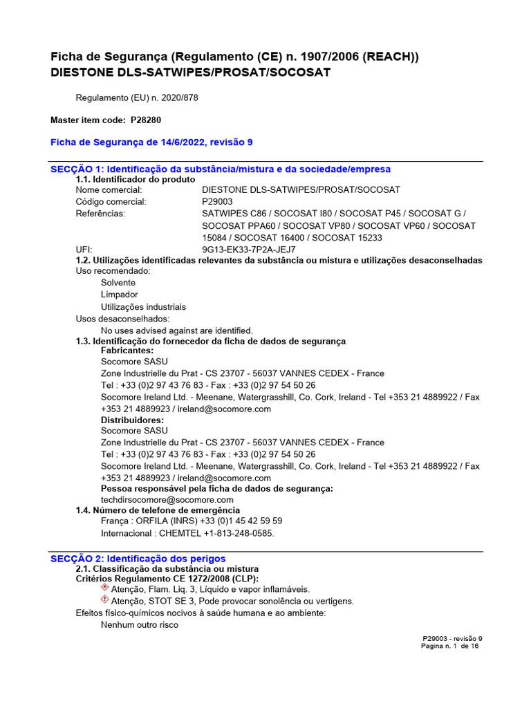 Diestone Dls L Sds Portuguese CLP Europe | PDF | Desperdício | Toxicidade