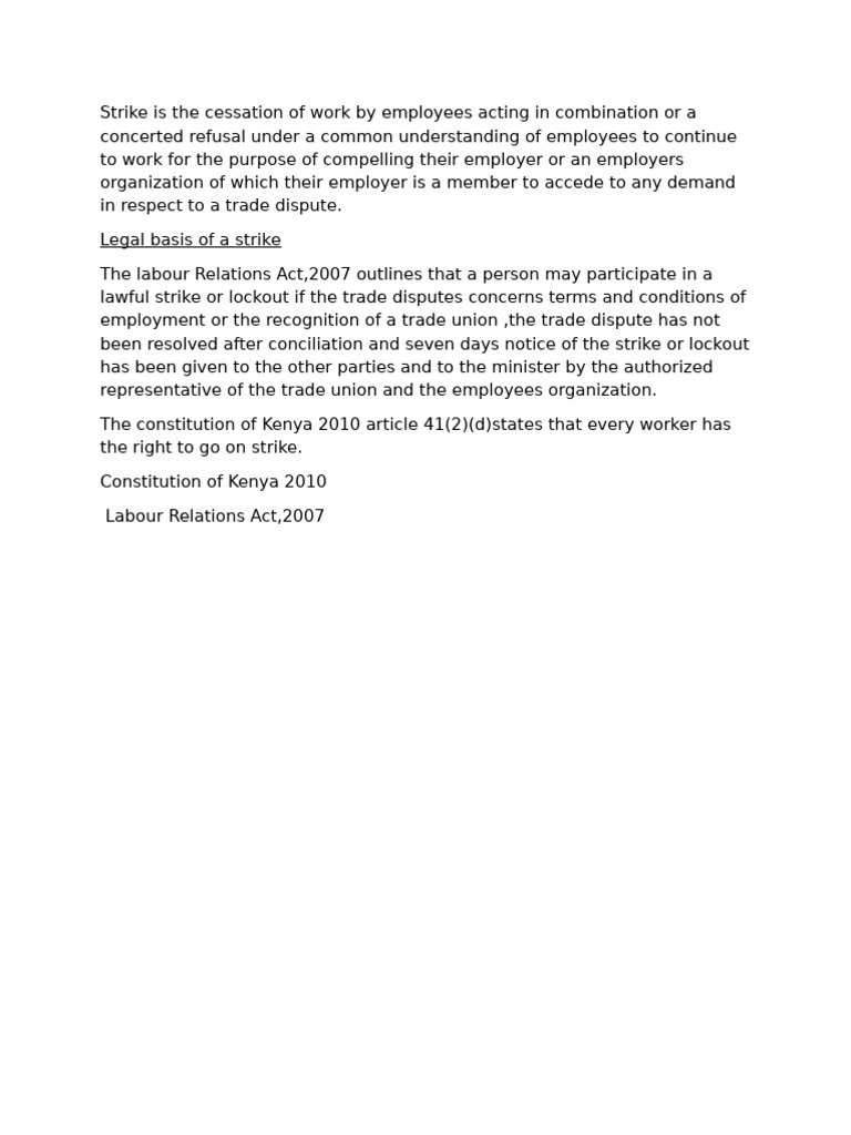 Definition of Strike and Lagal Basis of A Strike | PDF