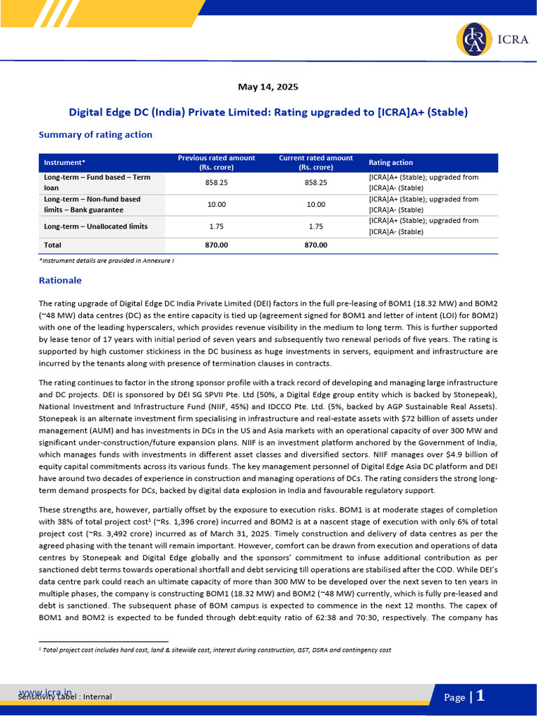 Digital Edge DC (India) 3) | PDF | Debt | Leverage (Finance)