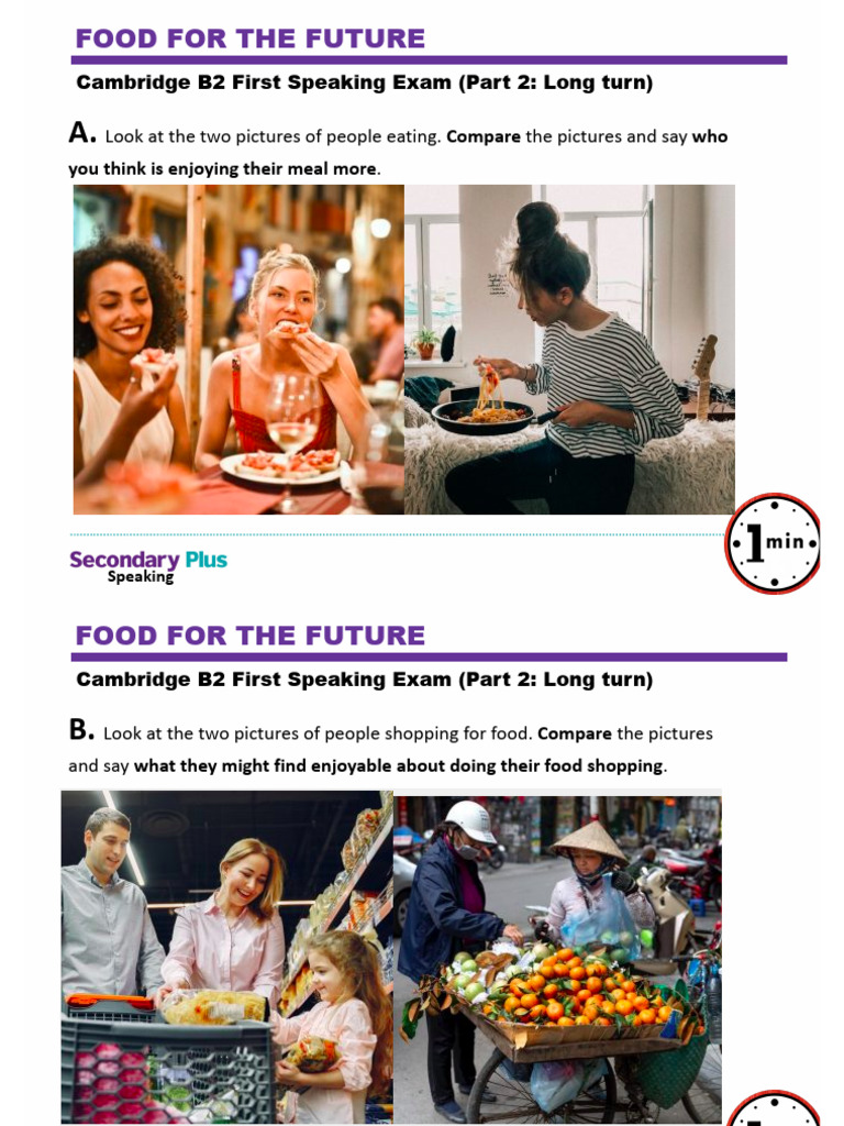 B2 - Speaking Part 2 (Food - Long Turn) | PDF