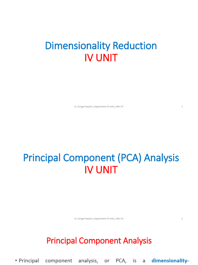 Unit - 4 Dimensionality Reduction-Pca - 29 - 10 | PDF | Principal Component Analysis ...
