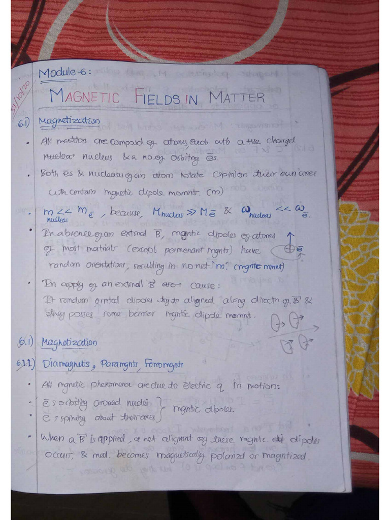 m5 Full Note Magnetic Field in Matter 3rd Sem Core Physics | PDF