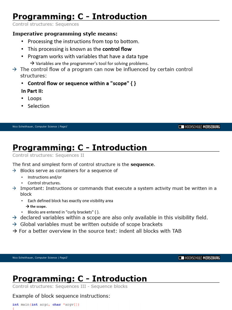 C) Computing Fundamentals Control Structures Part 1 Sequences | PDF ...